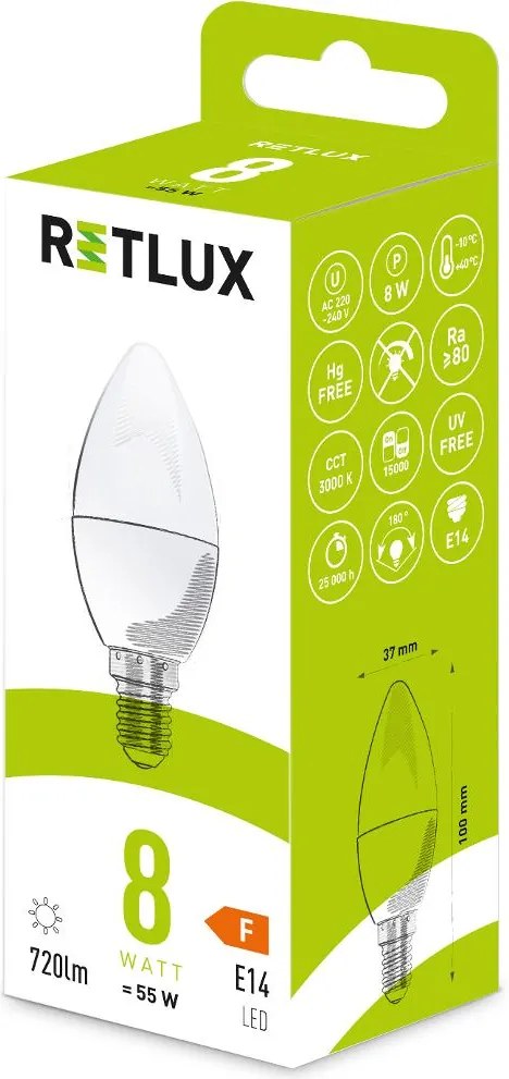 Retlux RLL 430 C37 E14 candle 8W CW