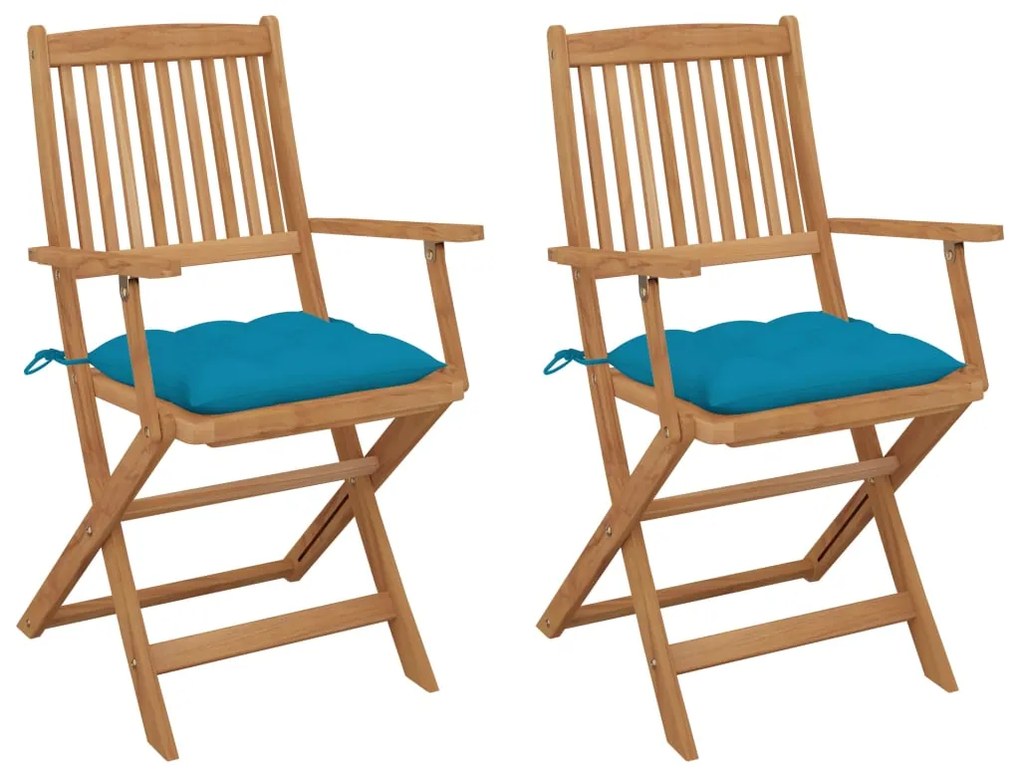 Skládací zahradní židle s poduškami 2 ks masivní akáciové dřevo,  3064609