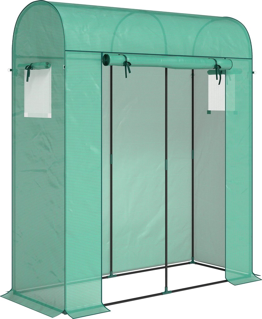 Skleník na rajčata Fóliový skleník s rolovacími dveřmi Okno ze síťoviny Oblouková střecha 170 x 68 x 200 cm Zelený