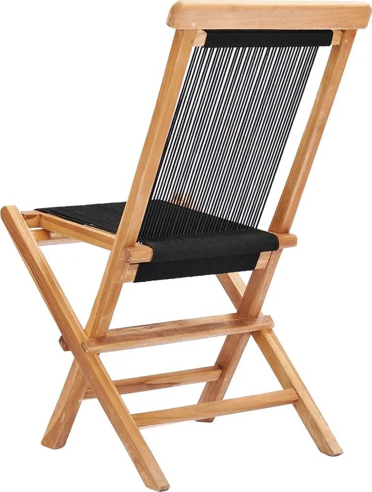 vidaXL Skládací zahradní židle 2 ks masivní teakové dřevo a provázky [49363]
