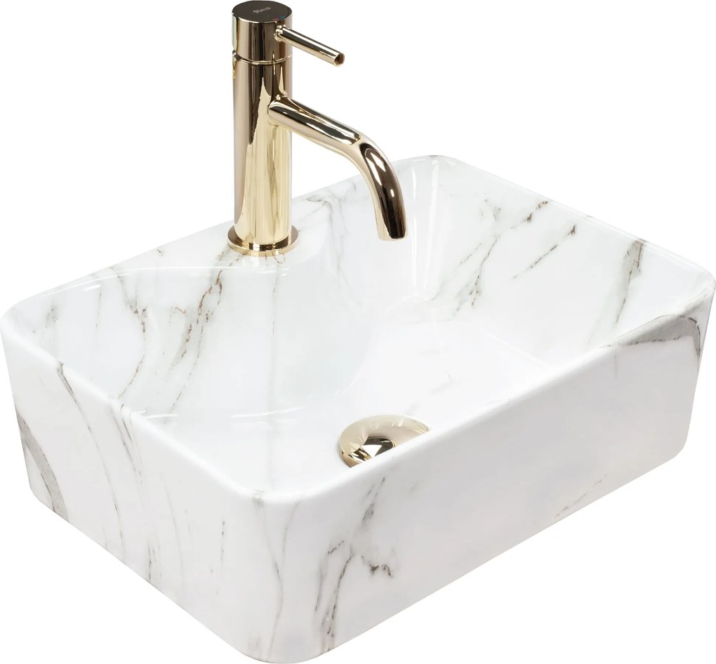 Rea Kelly Mini, umyvadlo na desku 410x310x130 mm, imitace kamene-Aiax Shiny, REA-U6504