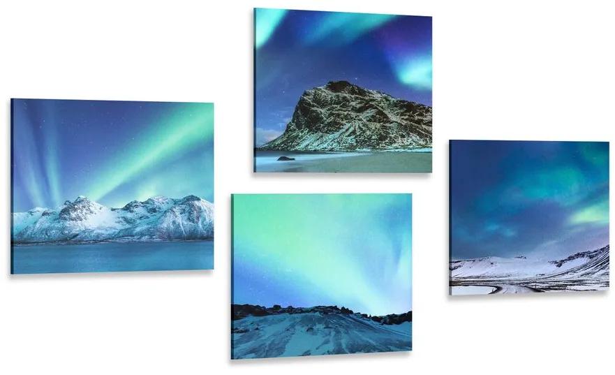 Set obrazů krása polární záře Varianta: 4x 60x60
