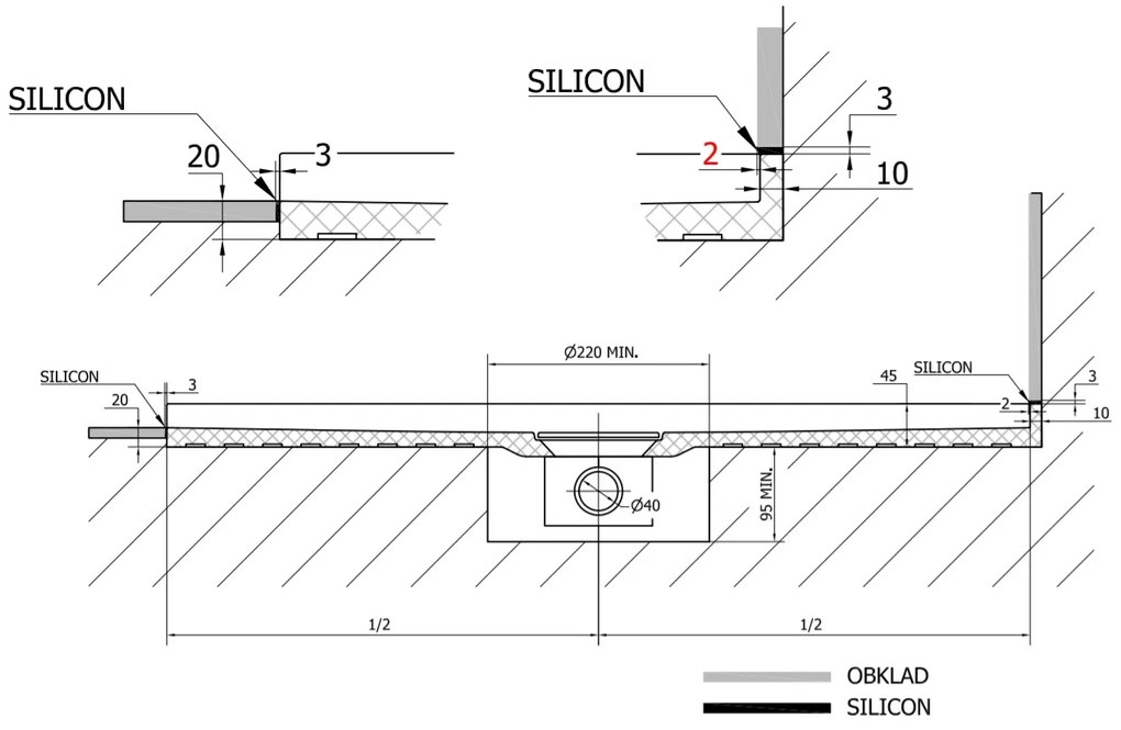 Polysan MIRAI sprchová vanička z litého mramoru, čtverec 100x100x1,8 cm, bílá, 73166