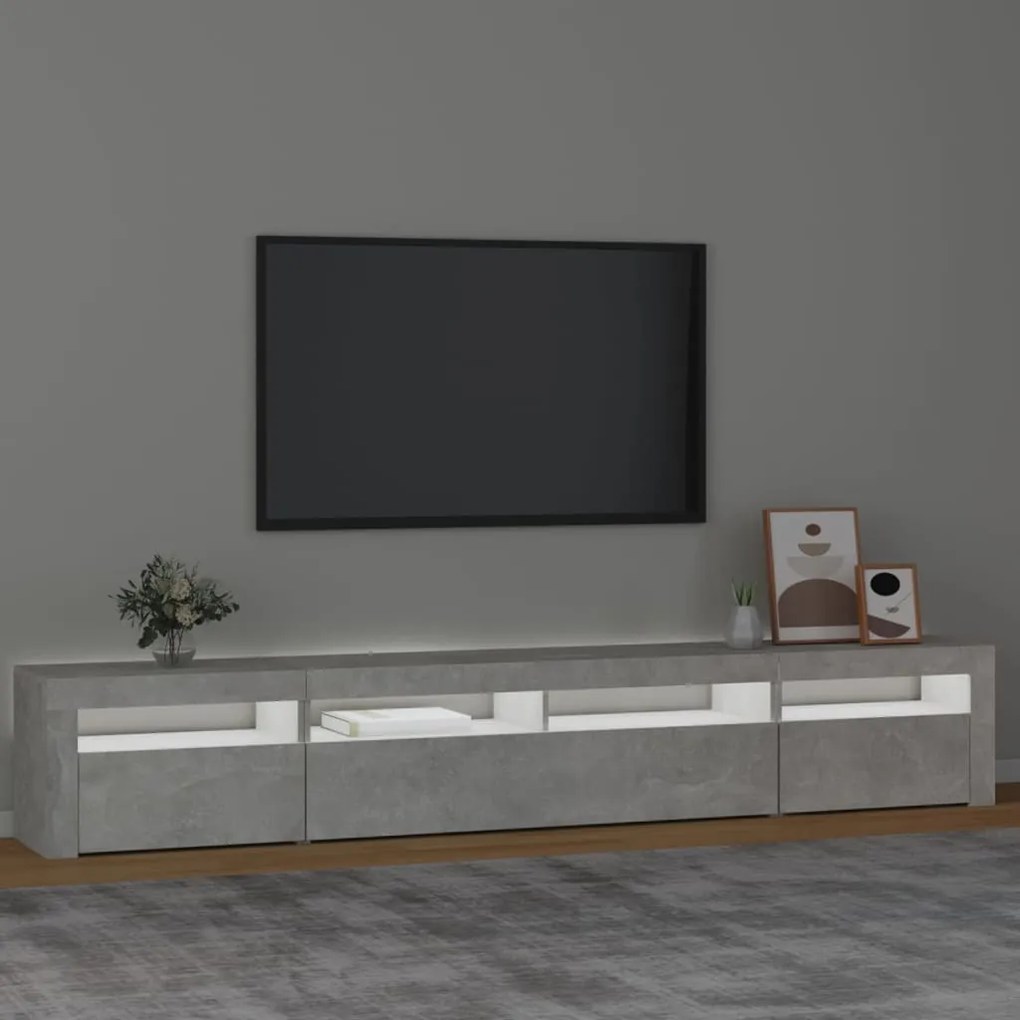 TV skříňka s LED osvětlením betonově šedá 240x35x40 cm 3152725
