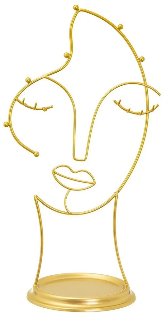 sass & belle Kovový stojánek na šperky Maya's Face, zlatá barva, kov, plast
