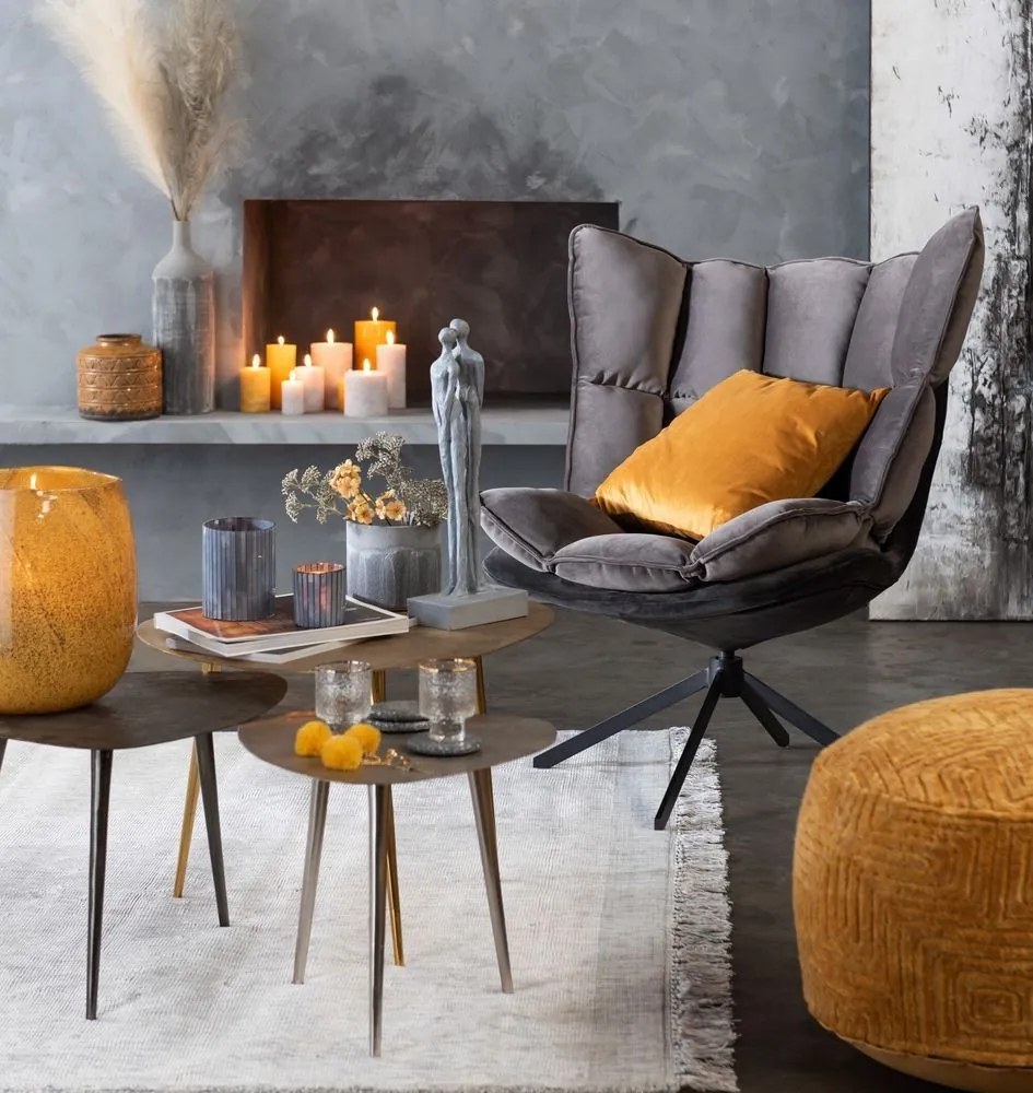 Tmavě šedé sametové relaxační křeslo Chair Relax Bubby Grey - 78*73*92cm