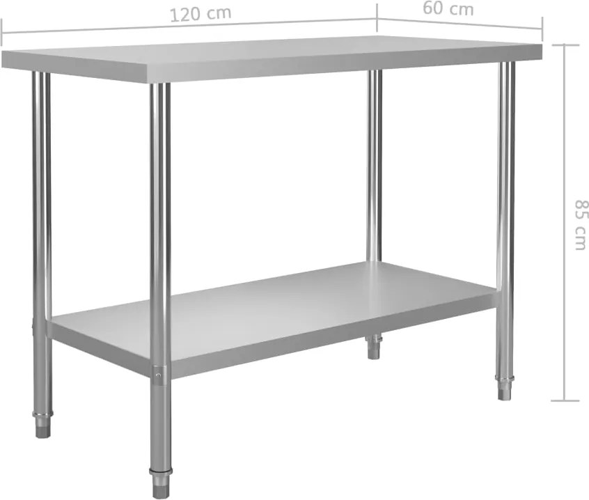 vidaXL Marketos Kuchyňský pracovní stůl 120 x 60 x 85 cm nerezová ocel
