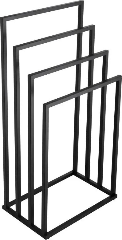 Erga Lonia, čtyřramenný věšák na ručníky 45x29x94 cm, černá matná, ERG-YKA-P.LONIA4-BLK