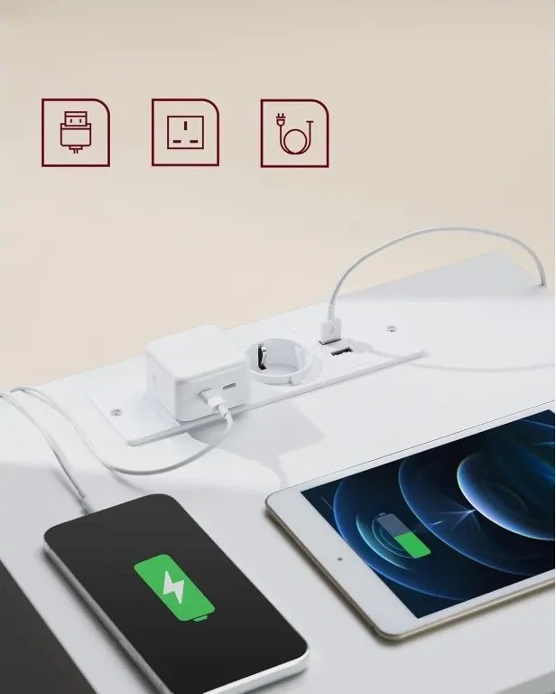 Noční stolek Vasagle Girgo se zásuvkou a USB porty bílý