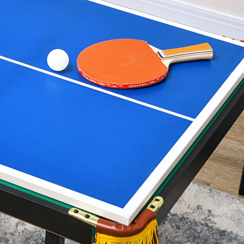 SPORTNOW multigame herní stůl 2v1 multifunkční stůl na stolní tenis a kulečník pro děti a dospělé, ocel 140x63x60-80cm, zelený