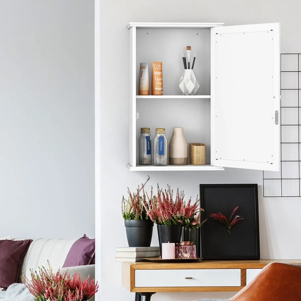 Costway Mirror Koupelnová skříňka Nástěnná Úložná s jedním – 34 × 15 × 53 cm