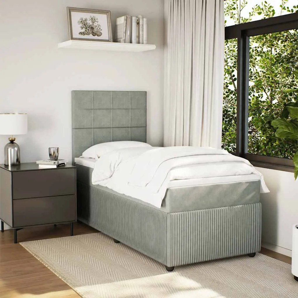 Box spring postel s matrací světle šedá 90x190 cm samet 3294514