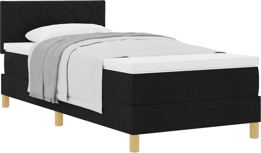 Postel s boxspringem s polštářem Černá 90 x 190 cm textil 3338960