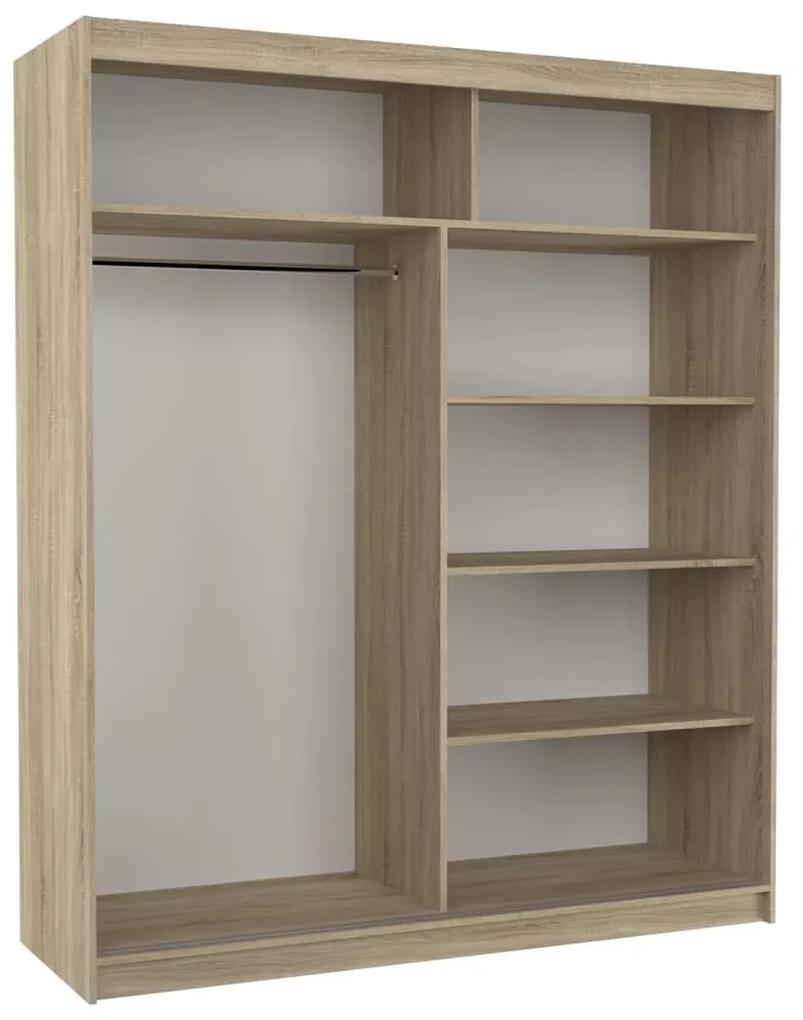 Šatní skříň s posuvnými dveřmi Olivier - 180 cm Barva: Bílá/Černá
