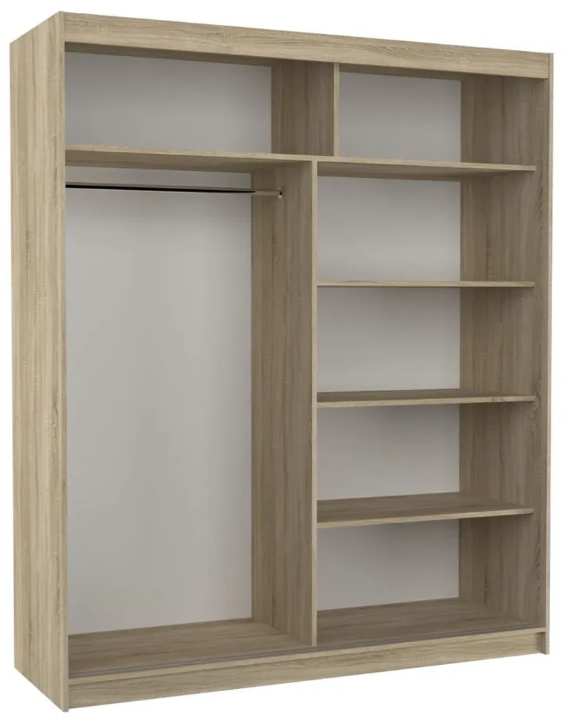 Šatní skříň s posuvnými dveřmi Olivier - 180 cm Barva: Bílá/dub Sonoma