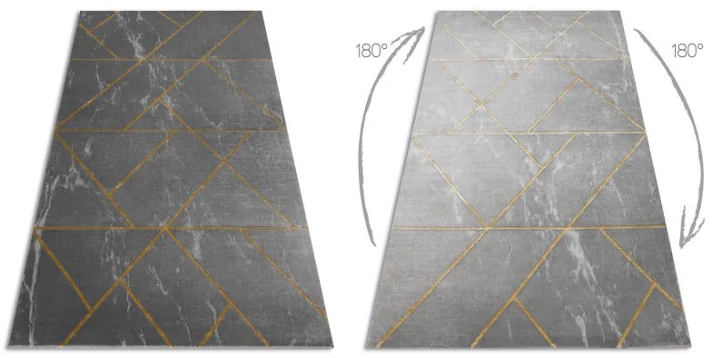 Dywany Łuszczów Kusový koberec Emerald geometric 1012 grey and gold - 120x170 cm