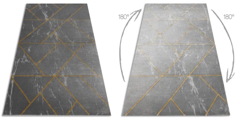 Dywany Łuszczów, Kusový koberec Emerald geometric 1012 grey and gold, 80x150, šedá, chodba / předsíň