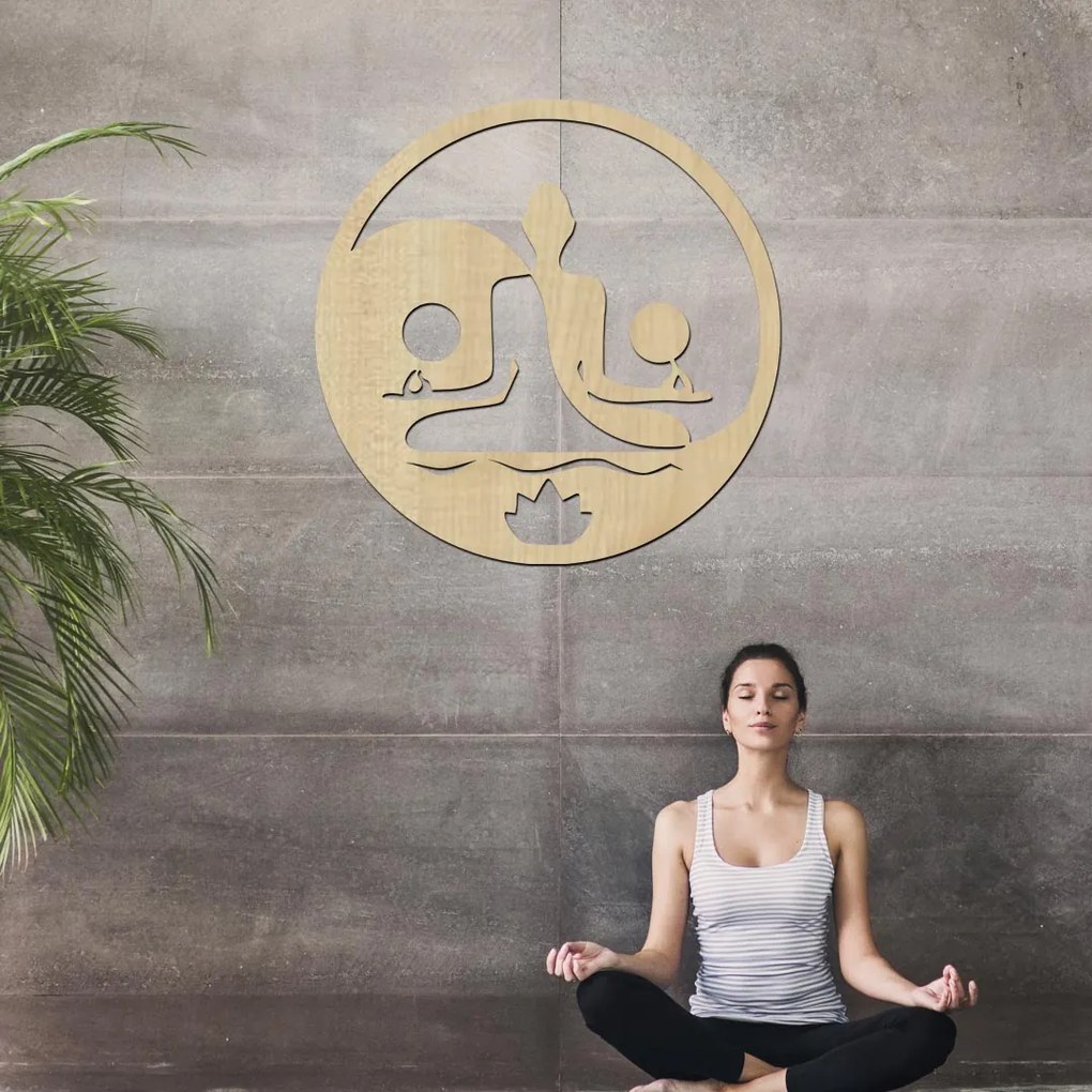 dřevo života Dřevěná dekorace na zeď YING YANG YOGA Zvolte barvu dekoru: Černá, Zvolte rozměr Ø (cm): 60