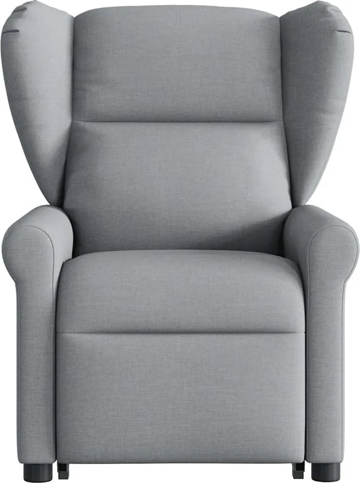 Elektrické zvedací polohovací křeslo světle šedé textil 3303394