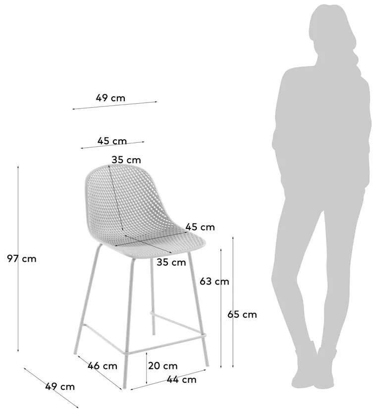 Bílá plastová barová židle Kave Home Quinby 65 cm