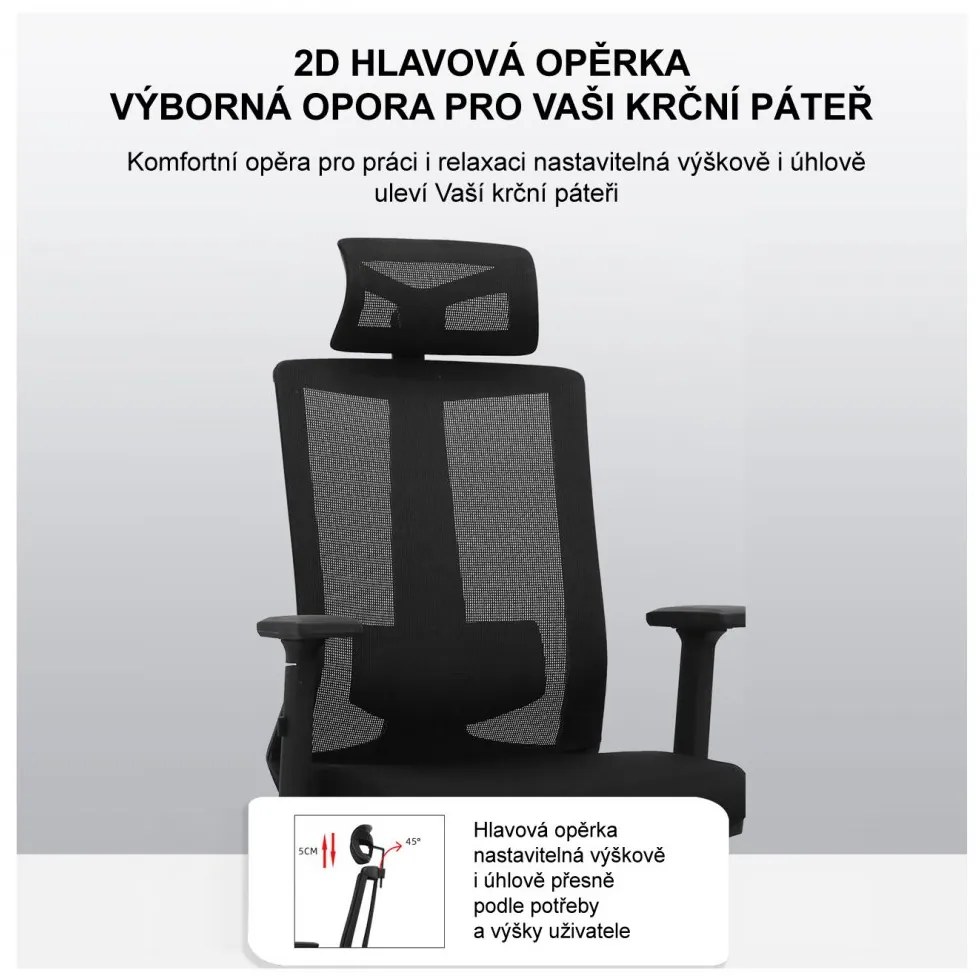Kancelářská ergonomická židle Neoseat SABRINA — síť / látka, černá, nosnost 150 kg
