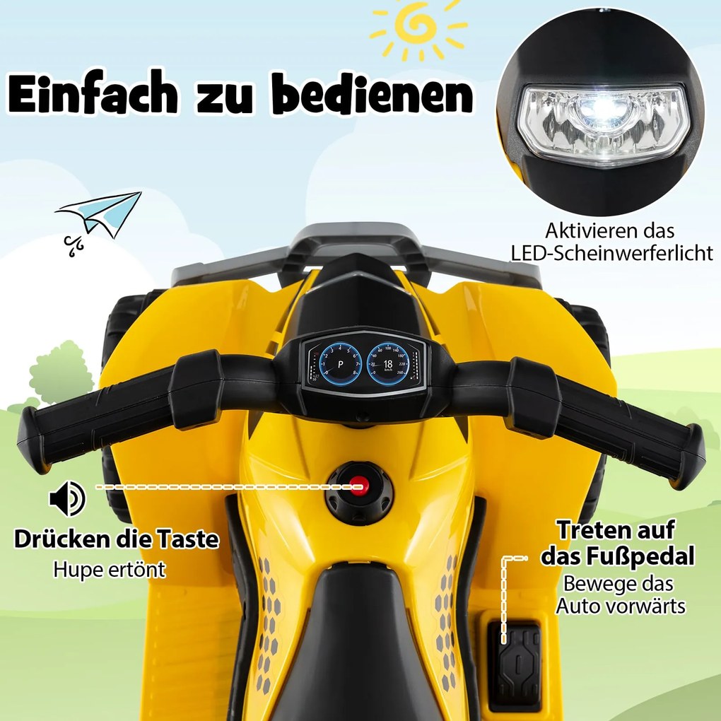 Costway 6 V elektrická dětská čtyřkolka mini elektrická čtyřkolka s LED