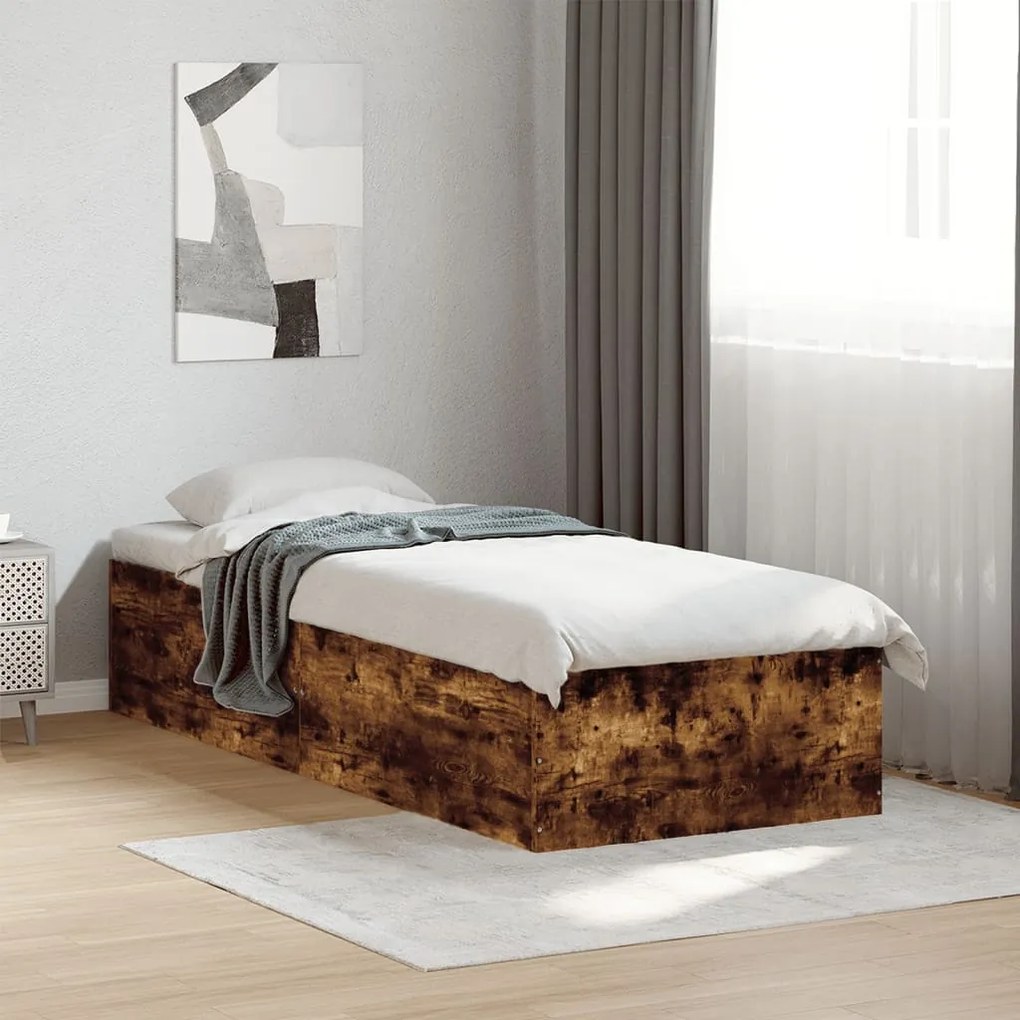 Rám postele kouřový dub 90 x 190 cm kompozitní dřevo 3281067
