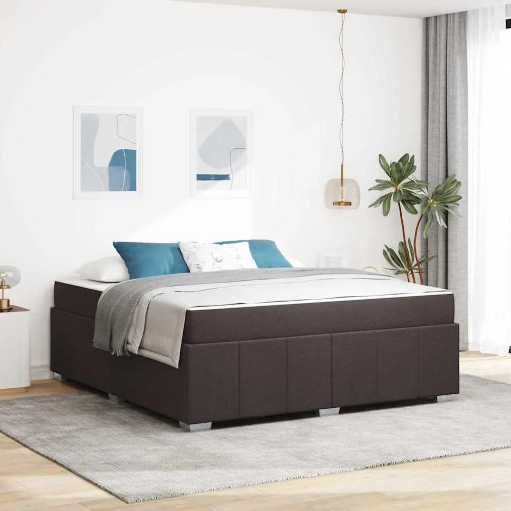Rám postele s matrací Tmavě hnědá 180 x 200 cm textil 3398303