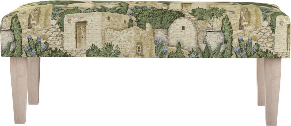Dlouhá lavička 100x40cm barva béžová látka pletený vzor, vzorované