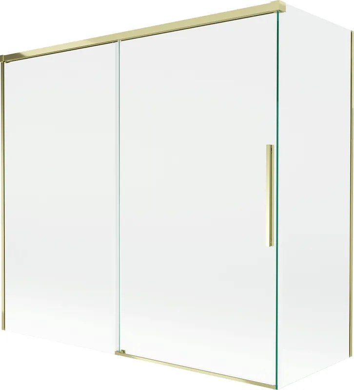 Mexen Rox, 2-křídlová posuvná vanová zástěna 170 + 70 x 150 cm, 8mm čiré sklo, zlatý lesklý profil, 8C9-170-070-50-00