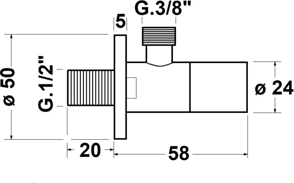 Sapho rohový ventil s rozetou kulatý 1/2 x 3/8 matná zlatá SL019