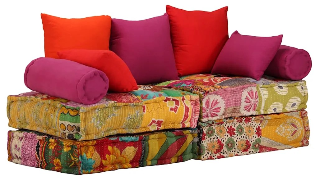 2místný modulární pouf patchwork textil 244985