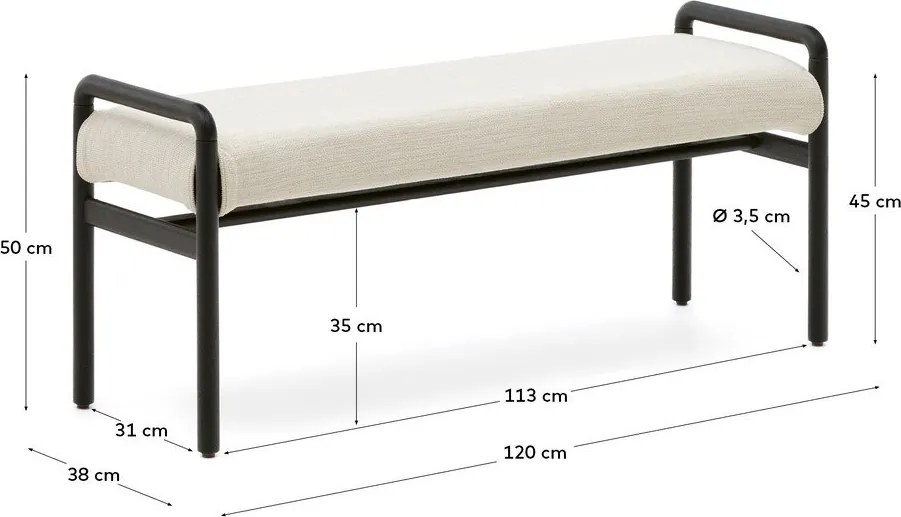 Černá/krémová žinylková lavice Macaret – Kave Home