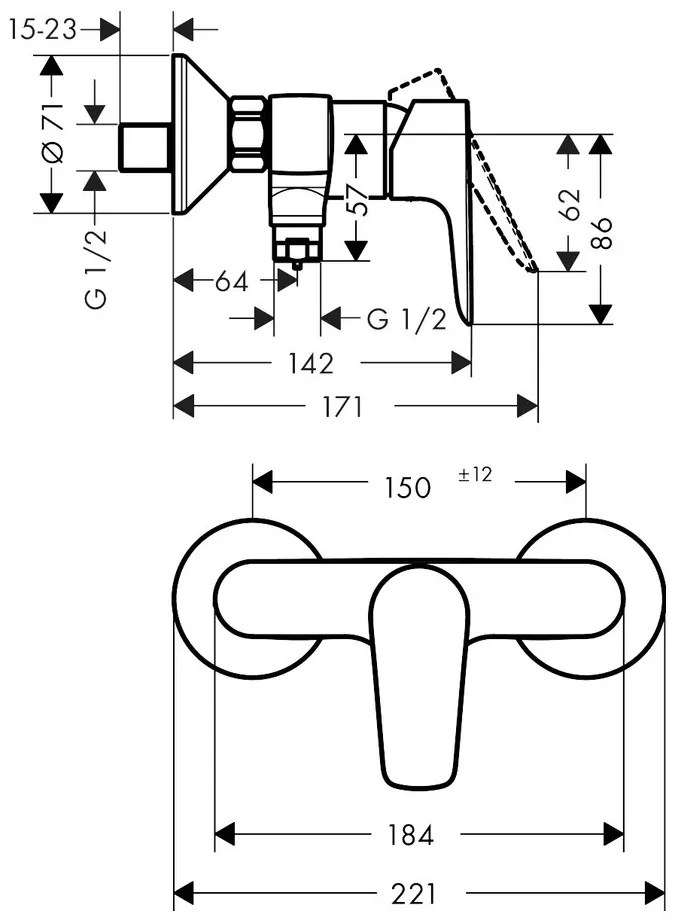 Hansgrohe Talis E, nástěnná sprchová baterie, bílá matná, 71760700