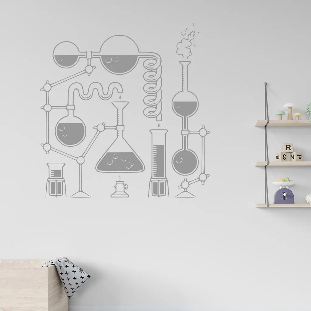 Živá Zeď Samolepka na zeď Chemie Barva: šedá, Velikost: 60 x 61 cm
