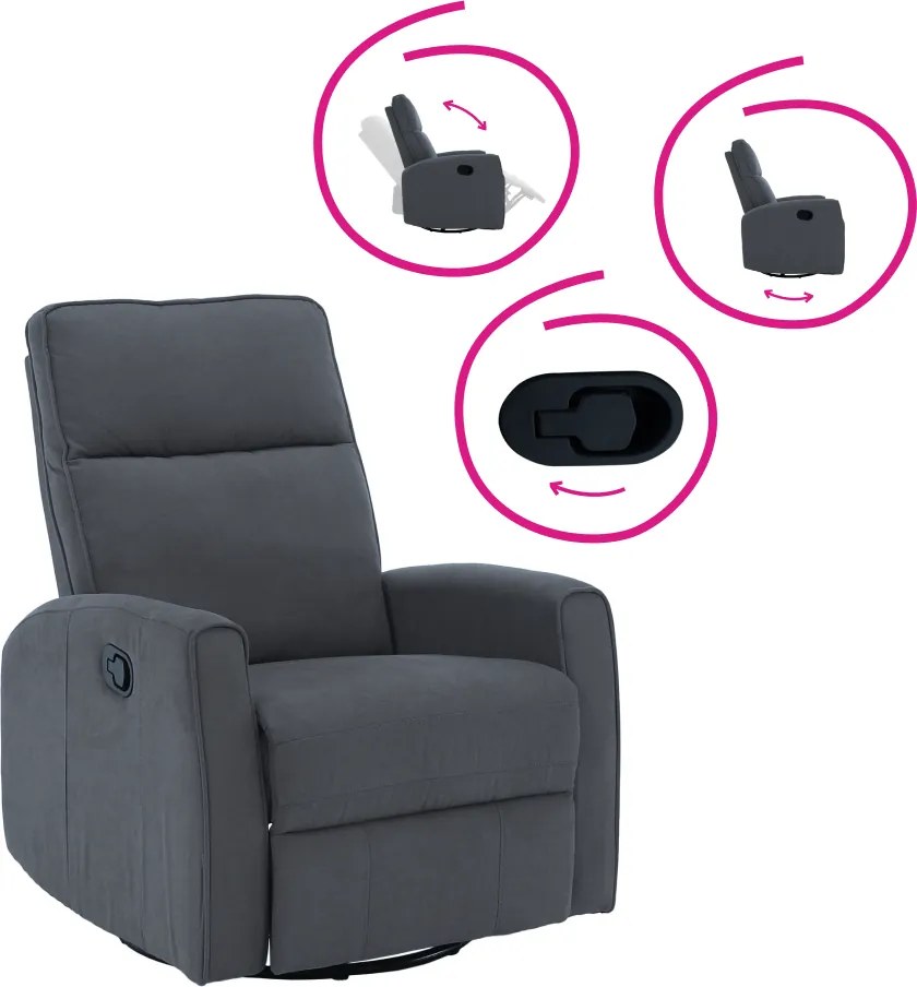 Relaxační otočné křeslo, šedá, MEKENZI