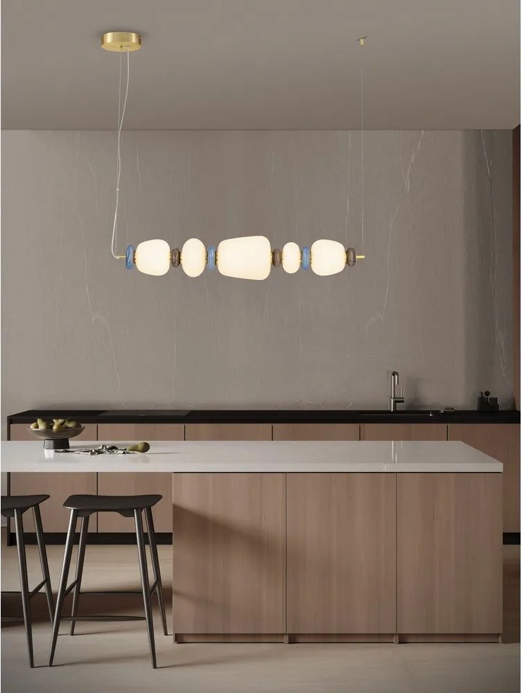 Bílé/ve zlaté barvě kovové LED stmívatelné závěsné svítidlo s porcelánovým stínidlem/se skleněným stínidlem Palo – Nova Luce