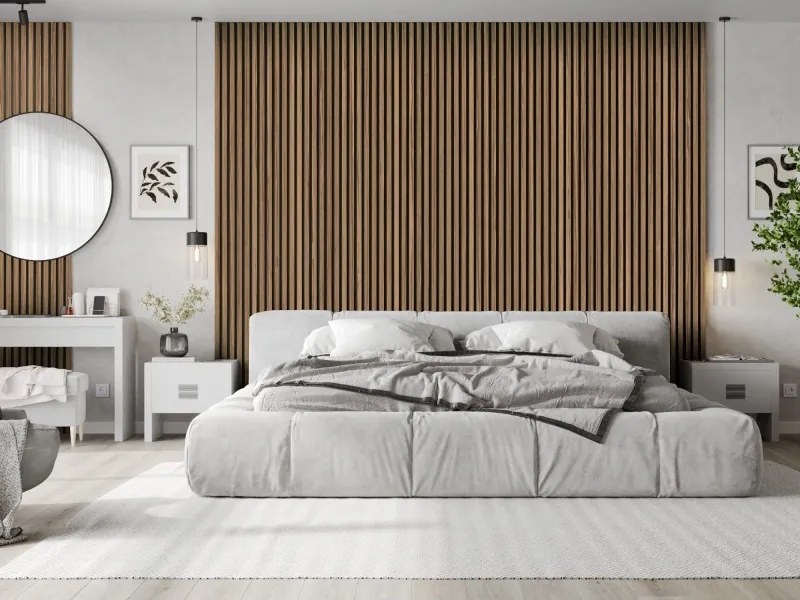 Mexen Lam-B, akustické stěnové lamely 275 × 30 cm, HDF deska 4 mm, technická dýha, ořech světlý, S100-275307-3015-017