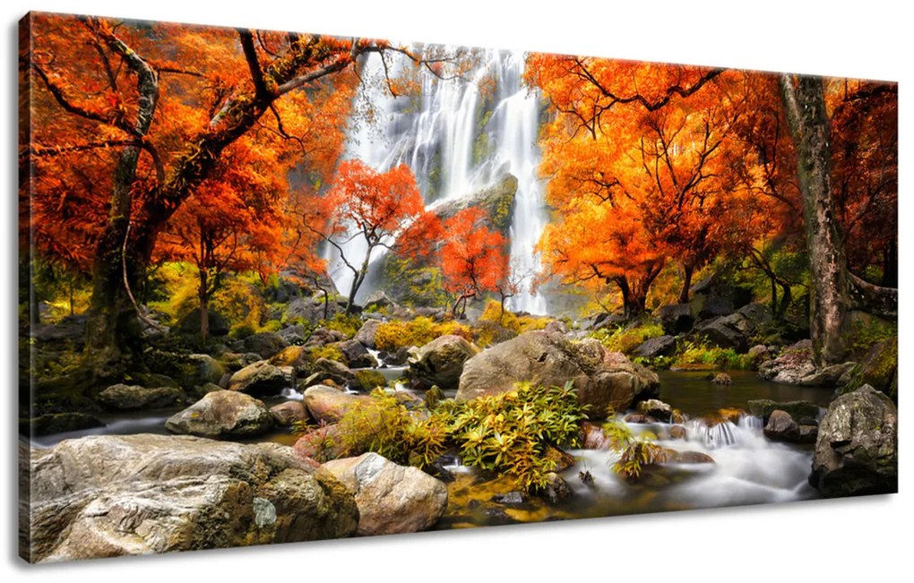 Gario Obraz na plátně Podzimní vodopád Rozměry: 115 x 55 cm