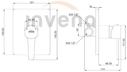 Invena Glamour Trend, podomítková sprchová/vanová baterie 1-výstupová, chromová, BP-02-CK1-V