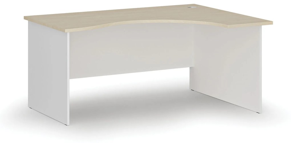 Ergonomický kancelářský pracovní stůl PRIMO WHITE, 1600 x 1200 mm, pravý, bílá/třešeň