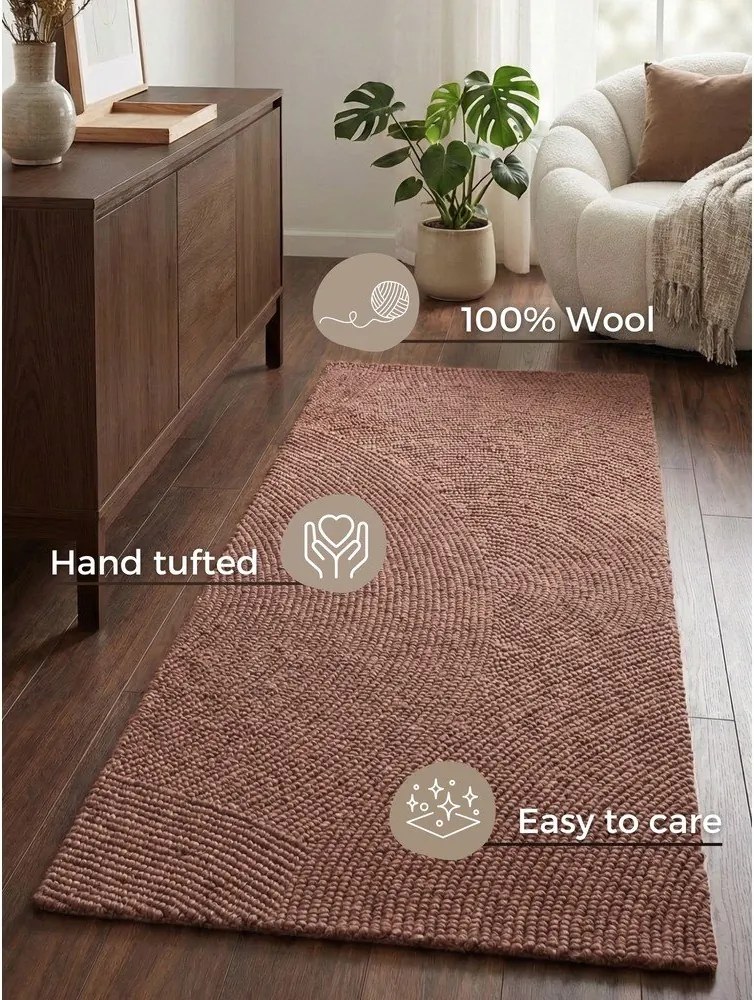 Ručně tkaný vlněný běhoun v terakotové barvě 80x200 cm Calmio – Hanse Home