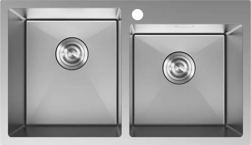 Mexen Xorin, 2-komorový nerezový dřez 780 x 450 mm, broušená ocel, 6441782000-01