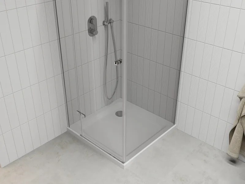 Mexen Roma sprchový kout 70 x 70 cm, 6mm čiré sklo, chromový profil + sprchová vanička Slim, 854-070-070-01-00-4010