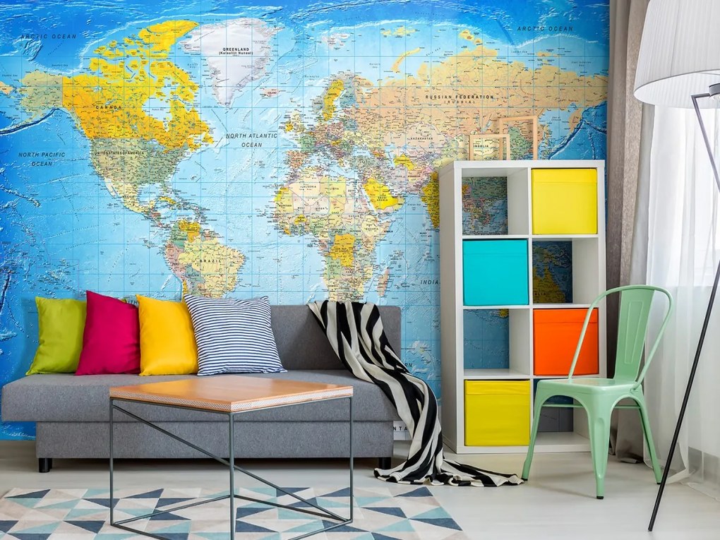 Tapeta Zeměpisná mapa světa (450x315 cm) - Murando DeLuxe
