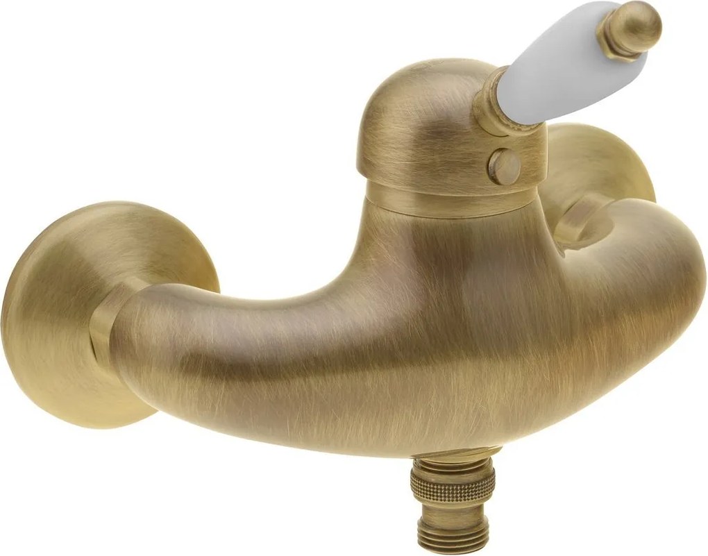 Sapho Sapho, KIRKÉ WHITE nástěnná sprchová baterie, bílá páčka, bronz, KI11BB