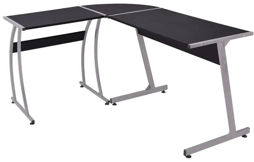 Rohový kancelářský stůl ve tvaru L | černý