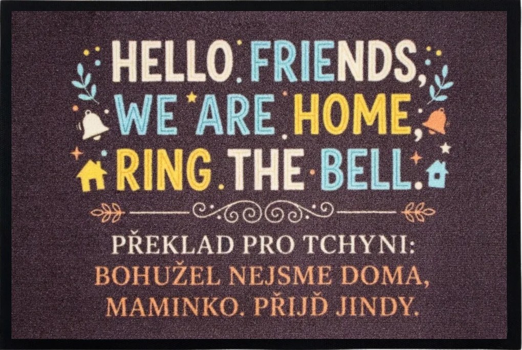 Mercury Flooring, Rohožka HELLO FRIENDS 40x60 cm - na ven i na doma, 40x60, šedá