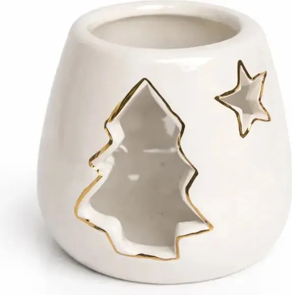 Svícen na čajové svíčky 9,4 × 9,4 × 7,7 cm, bílá, keramický