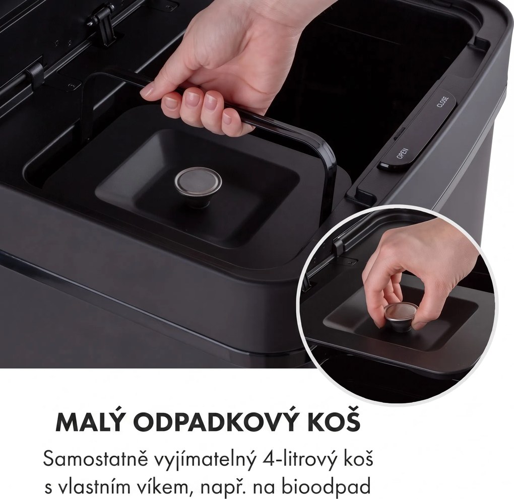 Klarstein Royal Trash Matte Black, odpadkový koš se senzorem, 72 l, ušlechtilá ocel, matná černá
